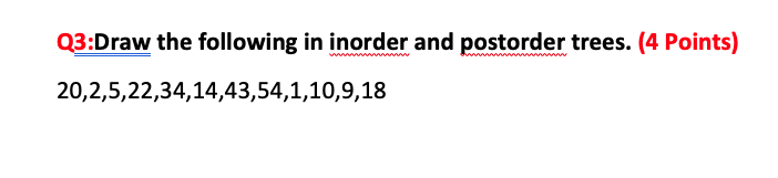 Solved Q3:Draw the following in inorder and postorder trees. | Chegg.com