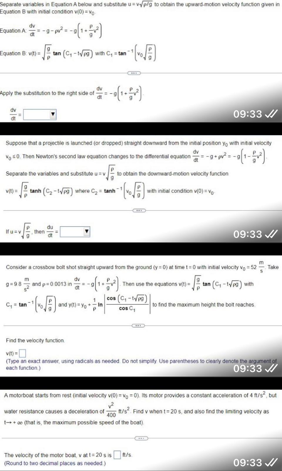 Solved Separate variables in Equation A below and substitute | Chegg.com