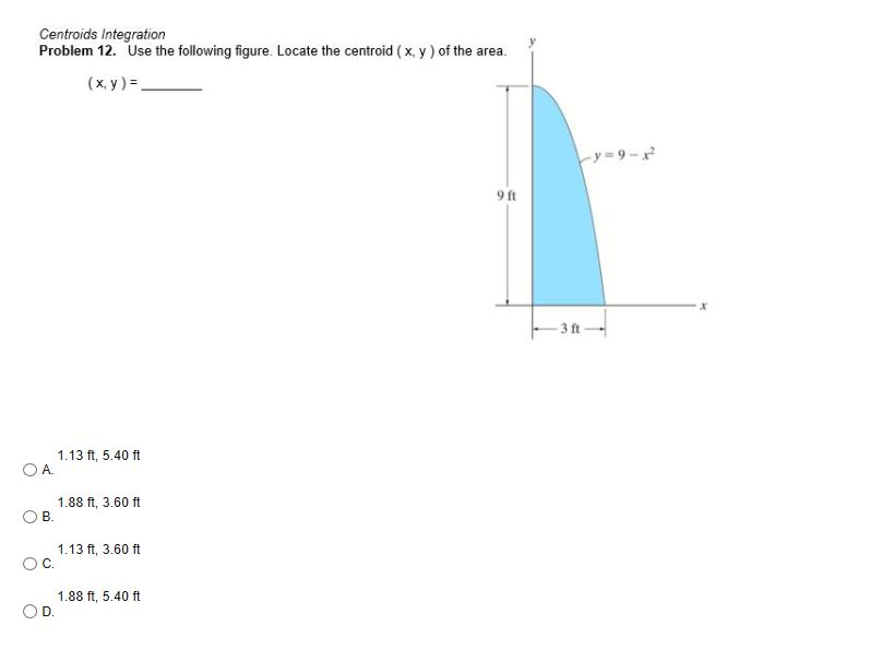 Solved Centroids Integration Problem 12. Use the following | Chegg.com
