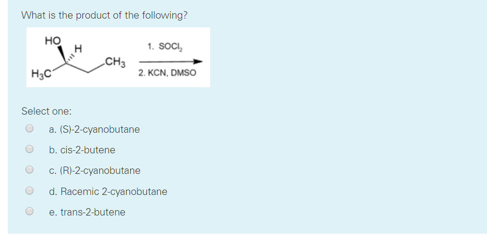 Solved What is the product of the following? нон 1. SOCI, | Chegg.com