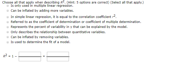 Solved Choose all that apply when describing R2. (Hint: 5 | Chegg.com