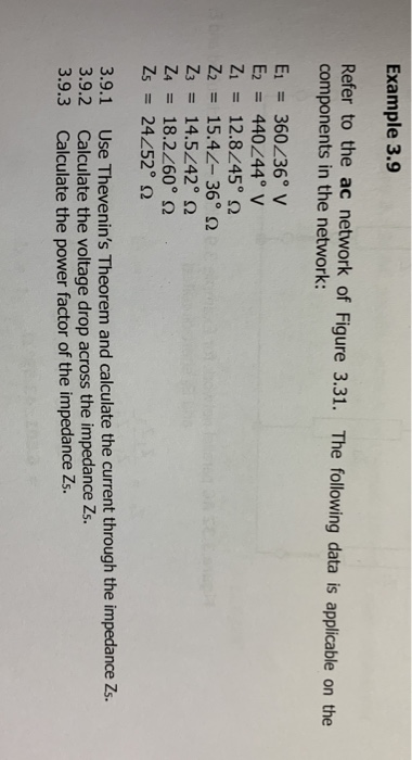 Solved Example 3.9 Refer to the ac network of Figure 3.31. | Chegg.com