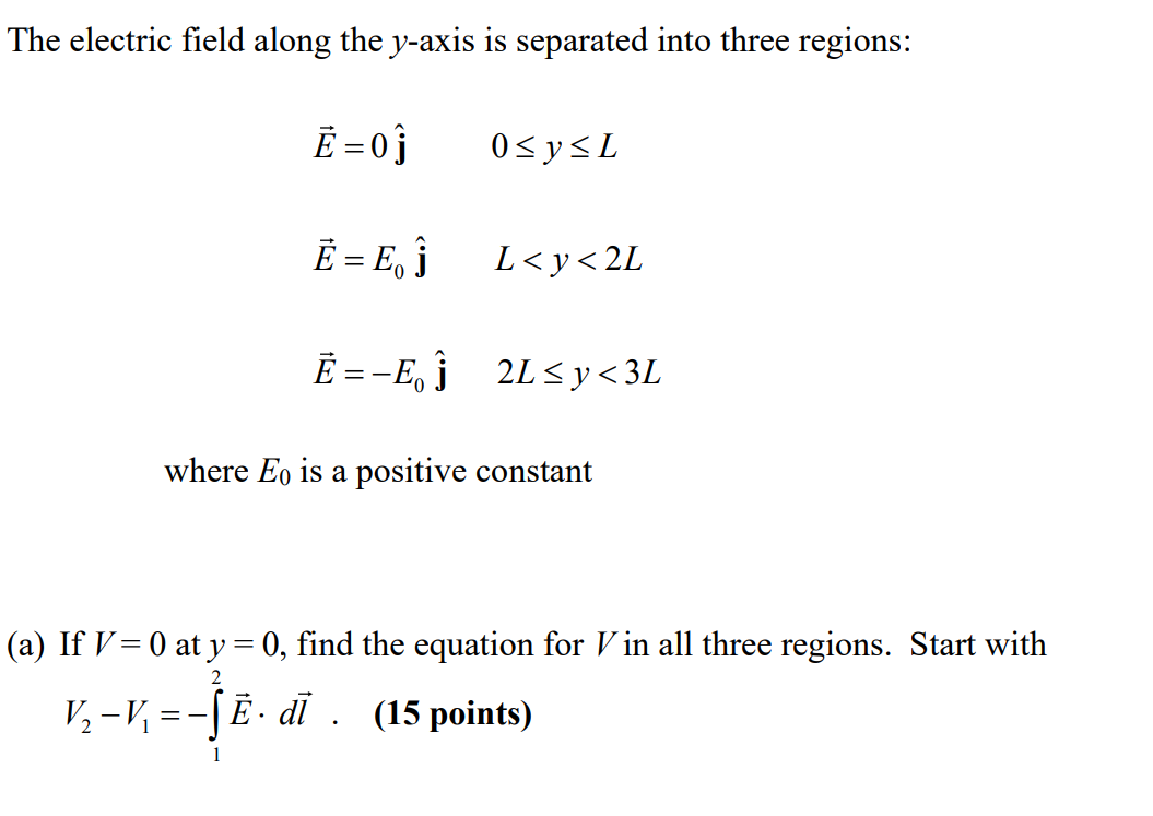 Solved (a) ﻿If V=0 ﻿at y=0, ﻿find the equation for V ﻿in all | Chegg.com