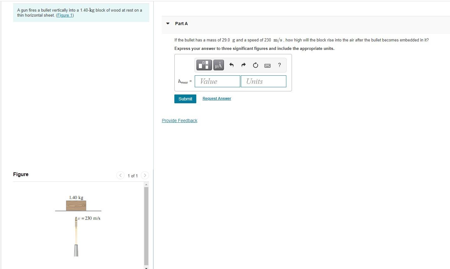 Solved A gun fires a bullet vertically into a 1.40-kg block | Chegg.com