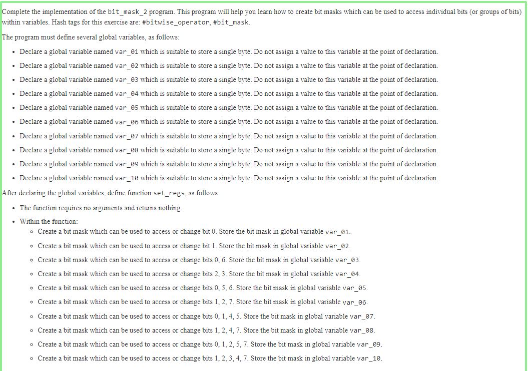 Solved Complete the implementation of the bit_mask_2 | Chegg.com