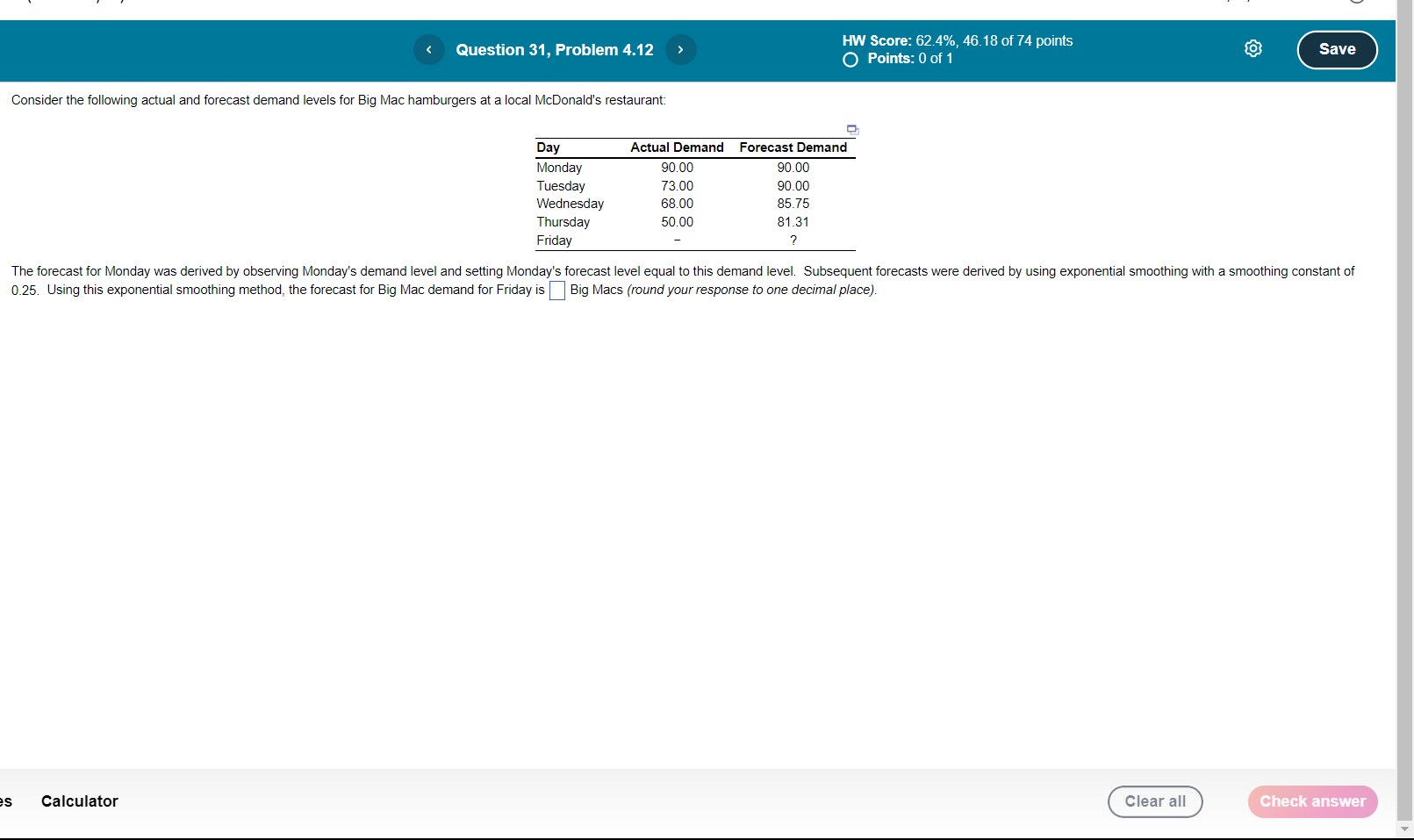 Solved Consider the following actual and forecast demand | Chegg.com
