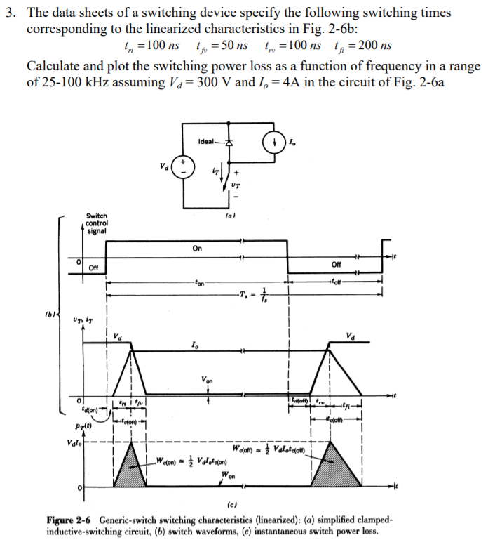Solved 3. The data sheets of a switching device specify the | Chegg.com