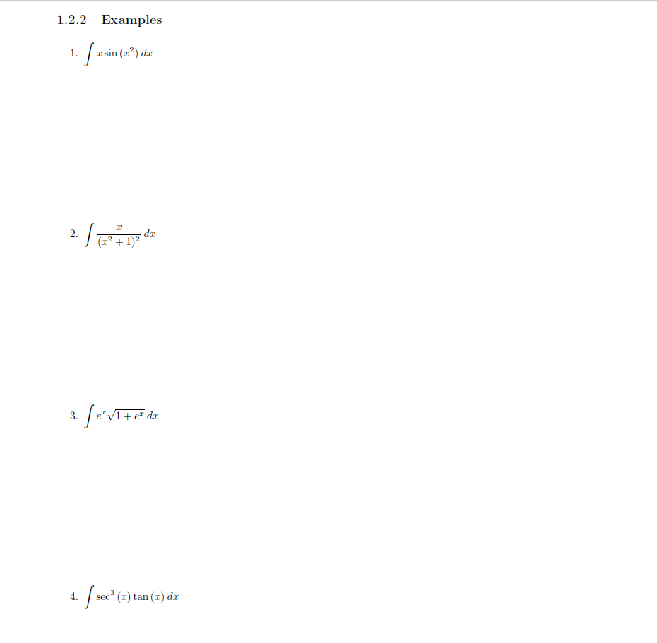 Solved 1.2.2 Examples 1. | r sin (22) de . 2. lo d. (22 + | Chegg.com