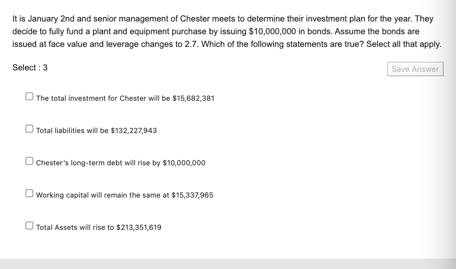 Solved It is ﻿January 2nd ﻿and senior management of ﻿Chester | Chegg.com