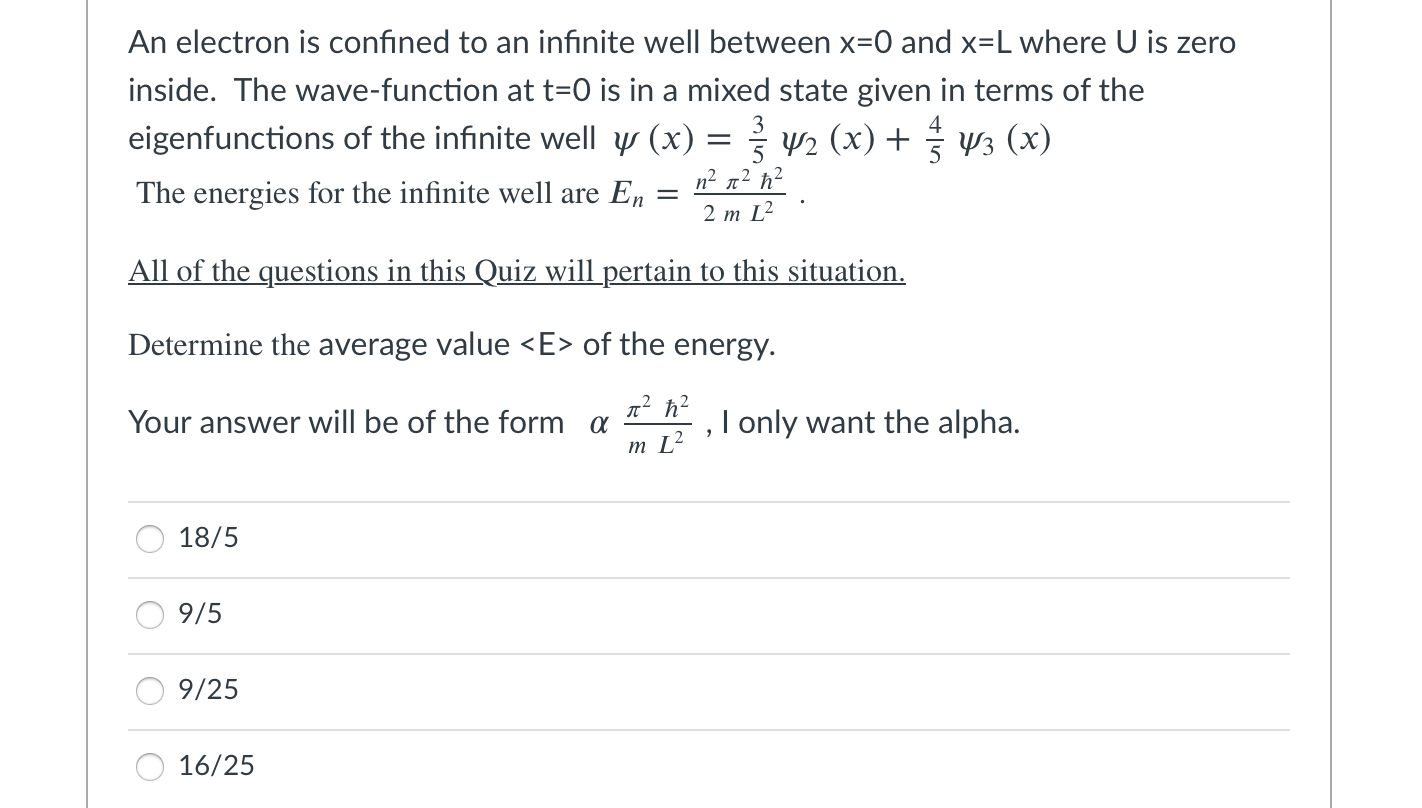Solved An electron is confined to an infinite well between | Chegg.com
