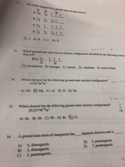 The Orbital Diagram For A Ground State Nitrogen Atom Is - Wiring Site ...