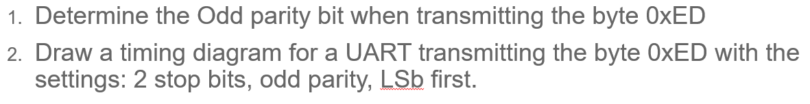 Solved 1. Determine the Odd parity bit when transmitting the | Chegg.com