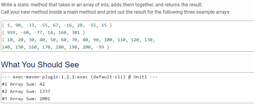 Solved Write a static method that takes in an array of ints, | Chegg.com