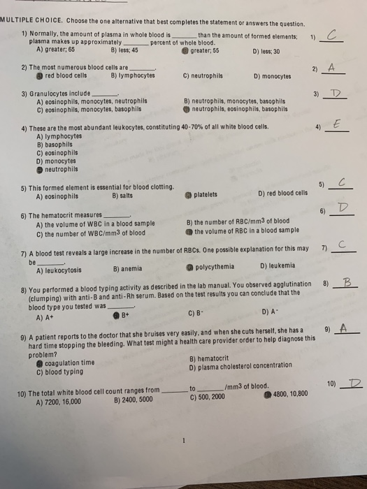 Solved MULTIPLE CHOICE. Choose the one alternative that best | Chegg.com
