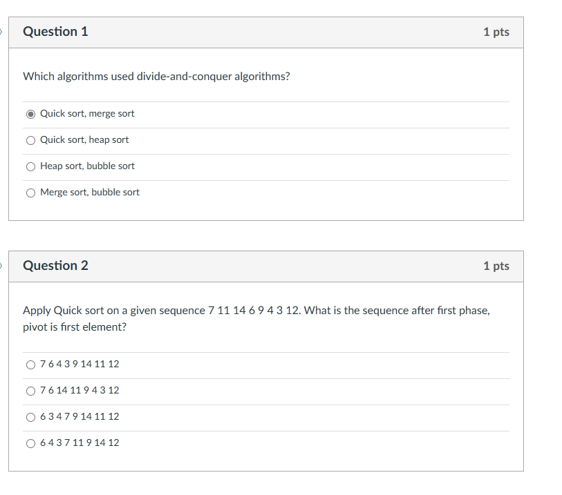 Solved Which Algorithms Used Divide And Conquer Algorithms 4979