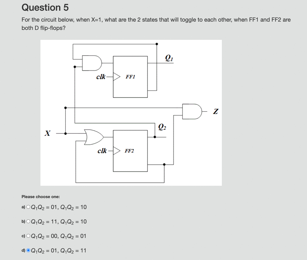 Solved Question 5For the circuit below, when x=1, ﻿what are | Chegg.com
