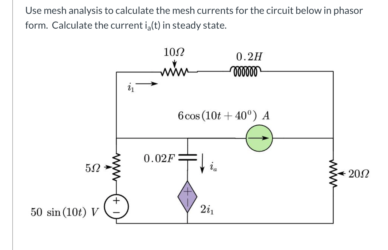 Solved Use mesh analysis to calculate the mesh currents for | Chegg.com