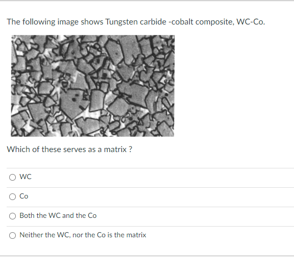 Solved The following image shows Tungsten carbide -cobalt | Chegg.com