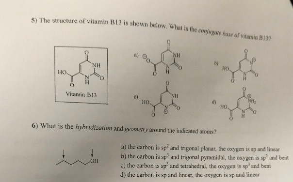 Solved 5) The structure of vitamin B13 is shown bata vitamin | Chegg.com