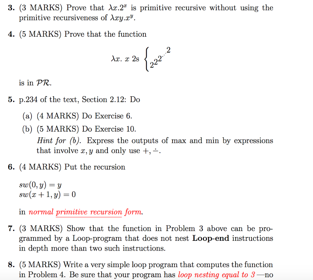 3. (3 MARKS) Prove that λx.2x is primitive recursive | Chegg.com