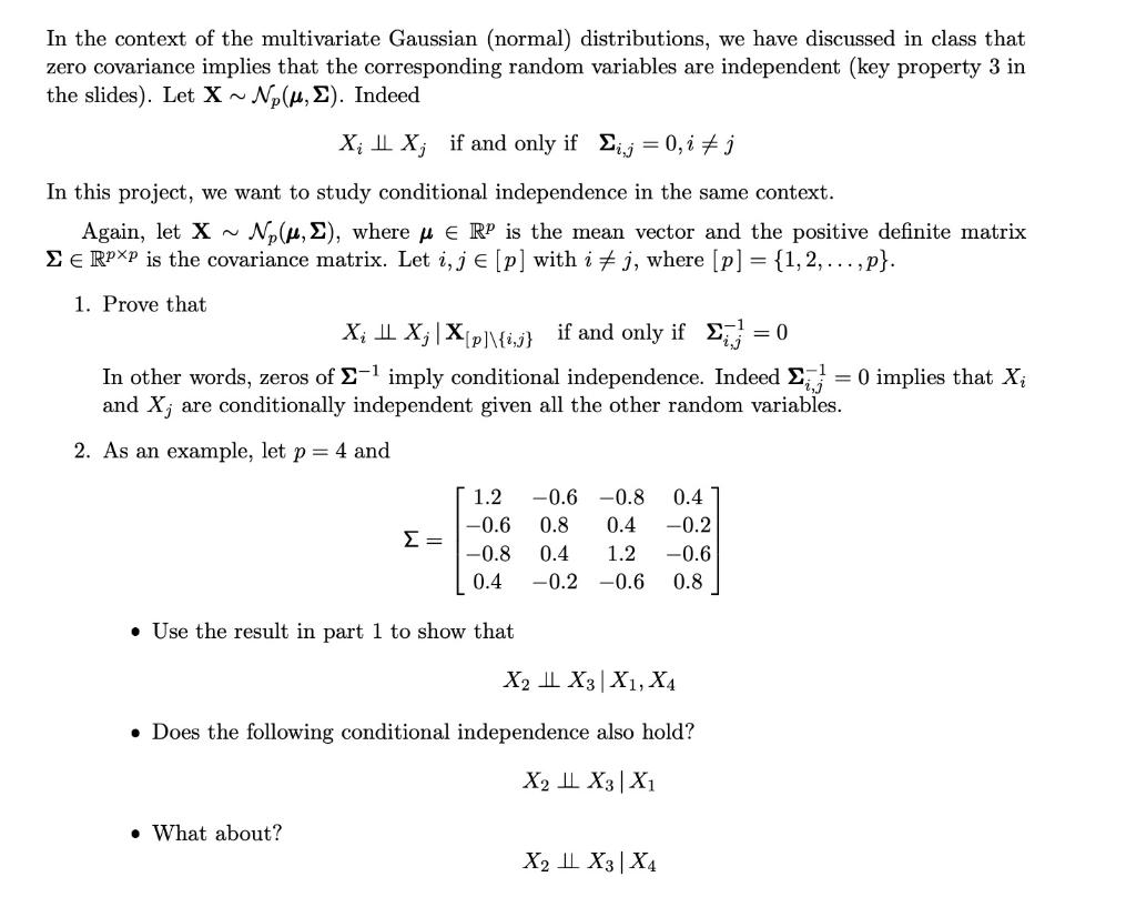 In The Context Of The Multivariate Gaussian Normal