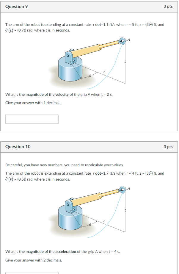 Solved The arm of the robot is extending at a constant rate | Chegg.com