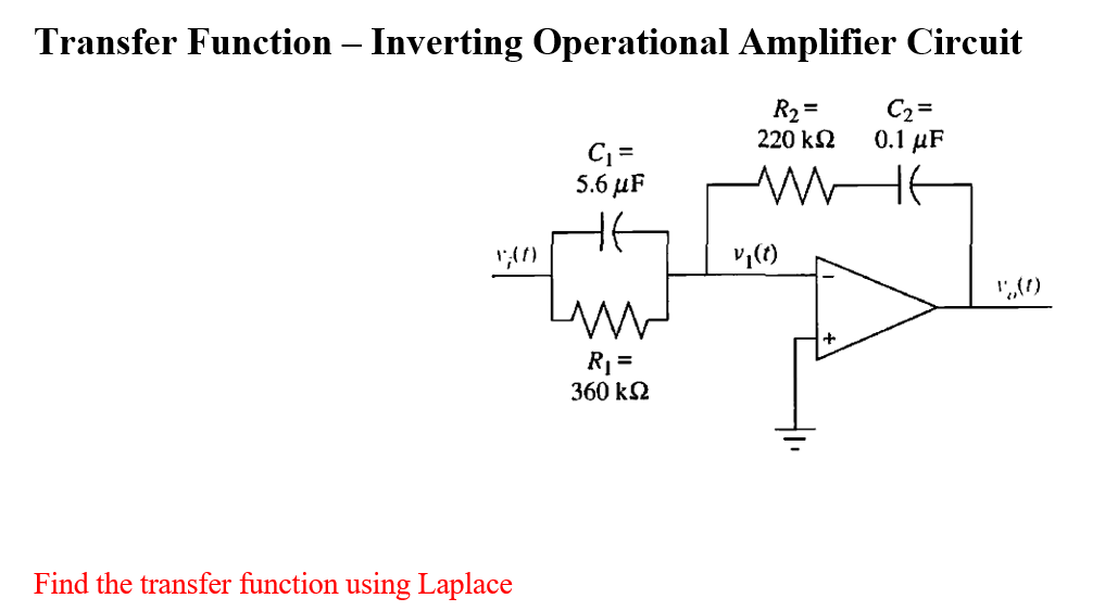 Solved Transfer Function – Inverting Operational Amplifier | Chegg.com