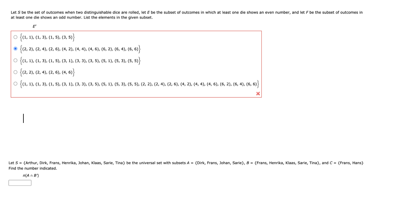Solved Let S be the set of outcomes when two distinguishable | Chegg.com