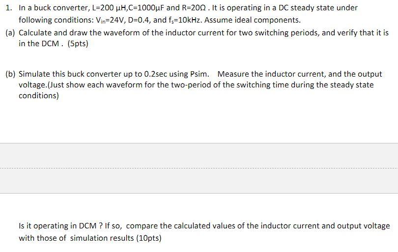 Solved (a) Buck Converter Fig.11. In a buck converter, | Chegg.com