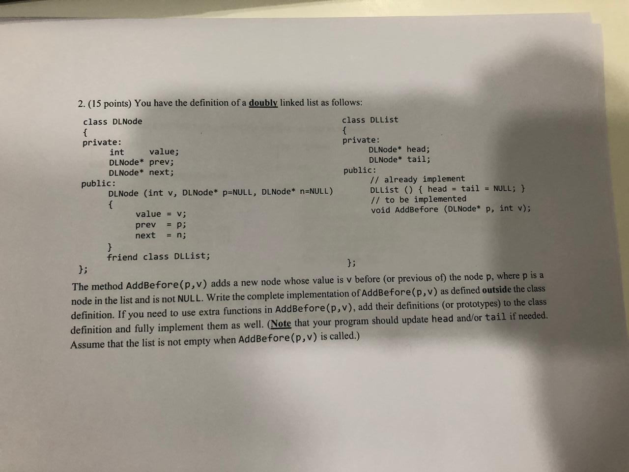 Solved 1. (30 points) You have the definition of a singly | Chegg.com