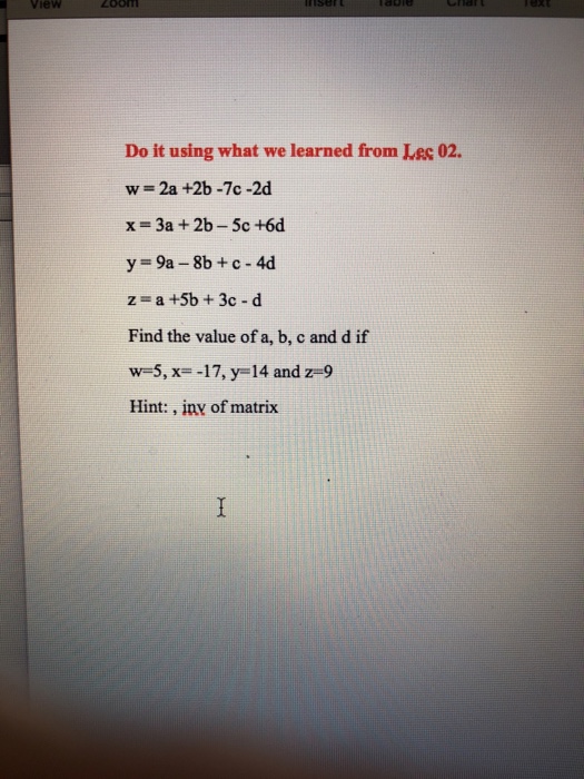Solved View Do it using what we learned from Les 02. w = 2a | Chegg.com