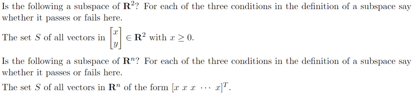 Solved Is the following a subspace of R2 ? For each of the | Chegg.com