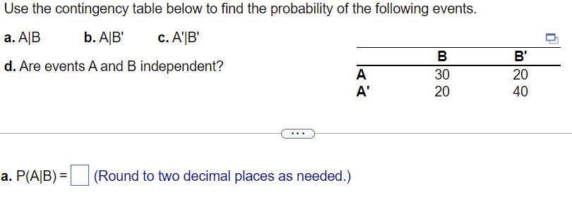Solved Use the contingency table below to find the | Chegg.com