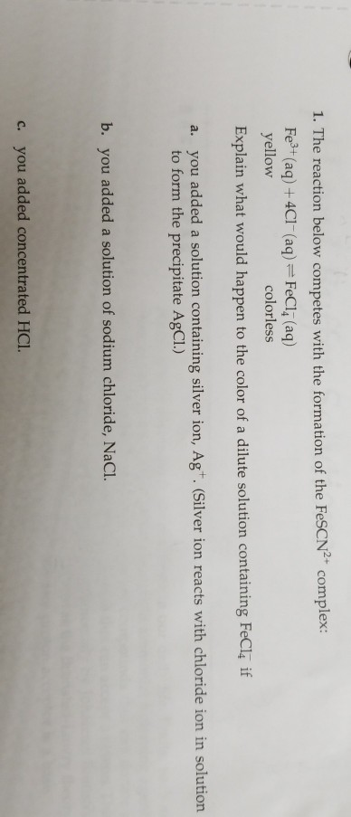 Solved 1. The reaction below competes with the formation of | Chegg.com