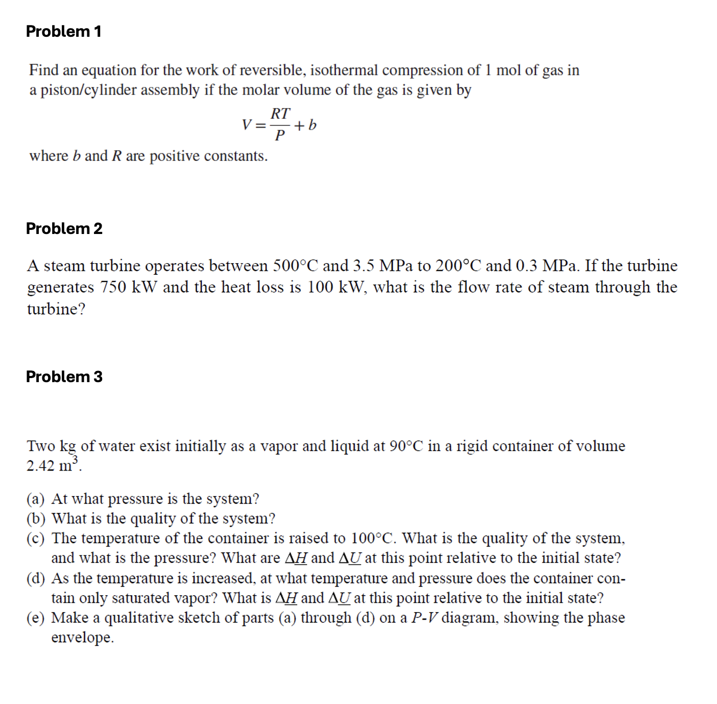 Solved Problem 1Find an equation for the work of reversible, | Chegg.com