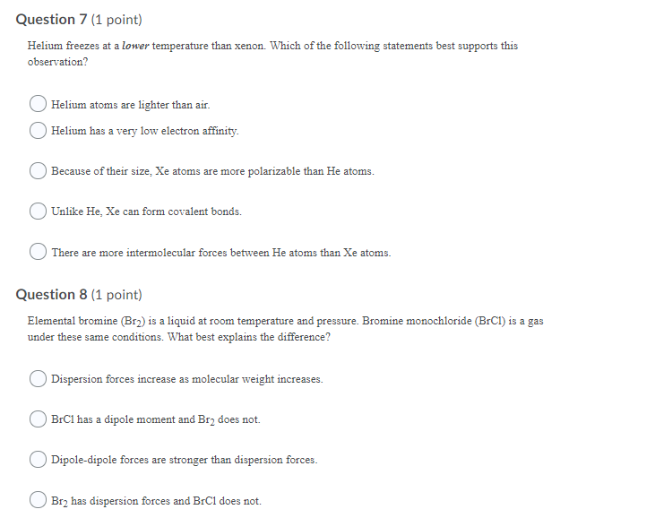 Solved Question 7 (1 point) Helium freezes at a lower | Chegg.com