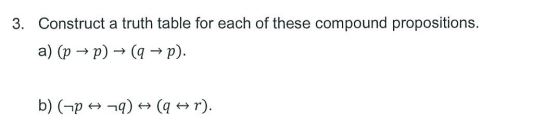 Solved 3. Construct a truth table for each of these compound | Chegg.com