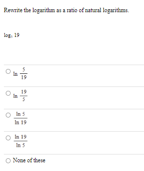 Solved Rewrite the logarithm as a ratio of natural | Chegg.com