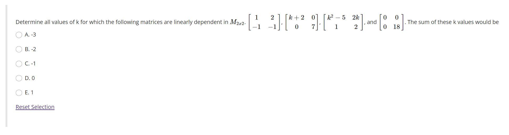Solved Determine All Values Of K For Which The Following