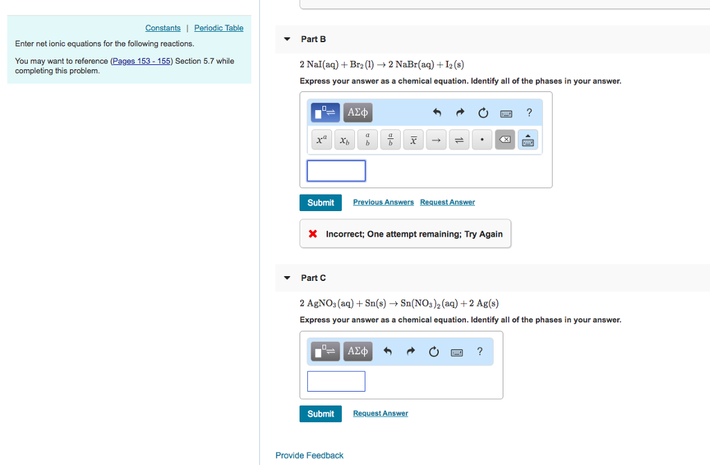 Solved Part B Enter net ionic equations for the following | Chegg.com