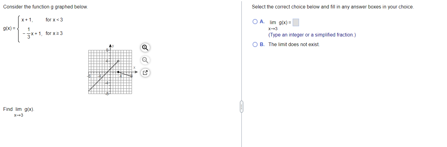 Solved Consider the function g graphed below. Select the | Chegg.com