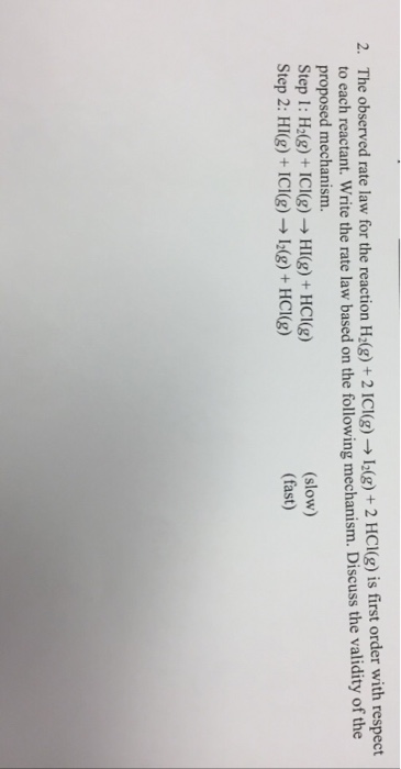 Solved The observed rate law for the reaction H_2(g) + 2 | Chegg.com