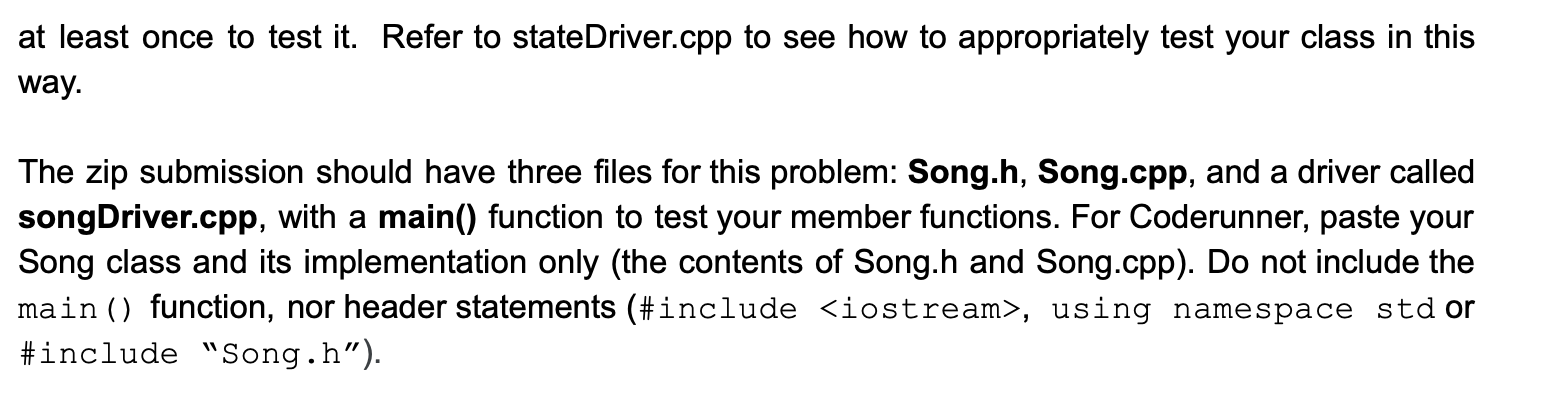 Solved Create a song class, with separate interface file | Chegg.com