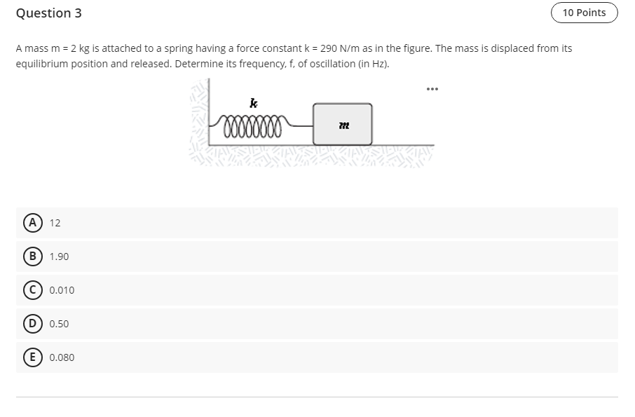 Solved A mass m=2 kg is attached to a spring having a force | Chegg.com