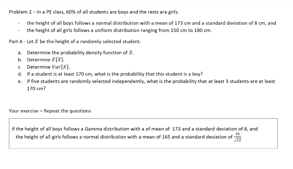 Solved Problem 2 - In a PE class, 60% of all students are | Chegg.com