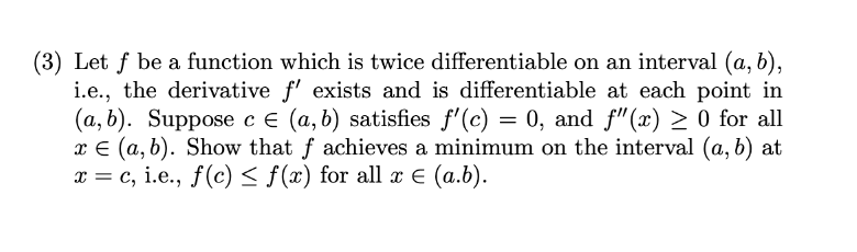 Solved (3) Let f be a function which is twice differentiable | Chegg.com