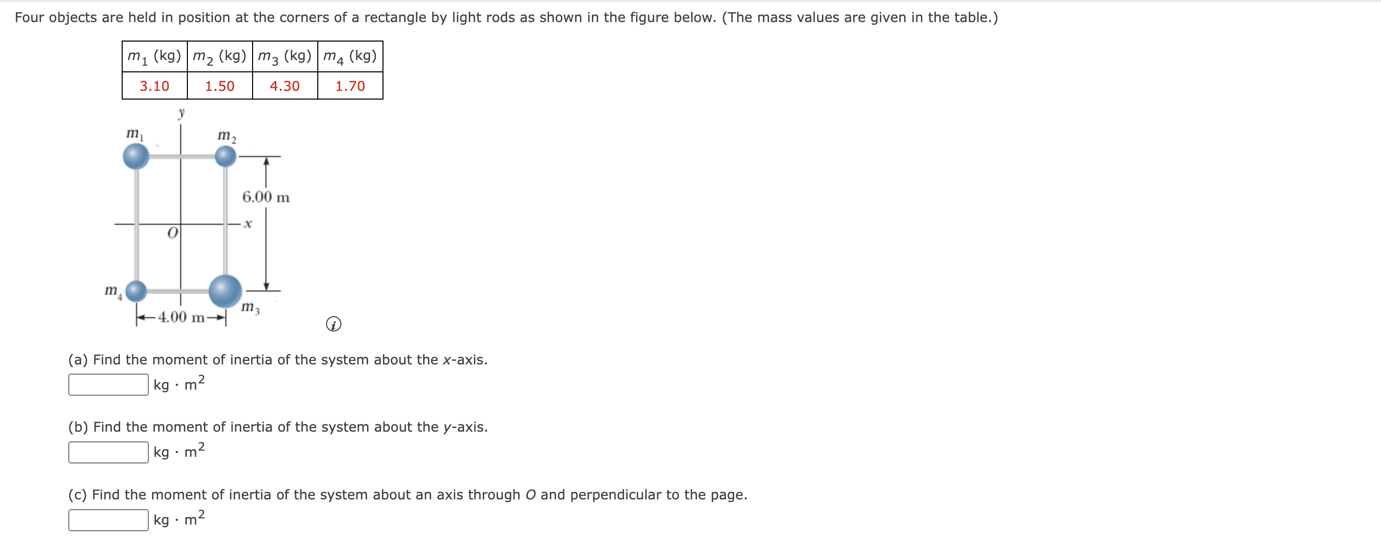 Solved Four objects are held in position at the corners of a | Chegg.com