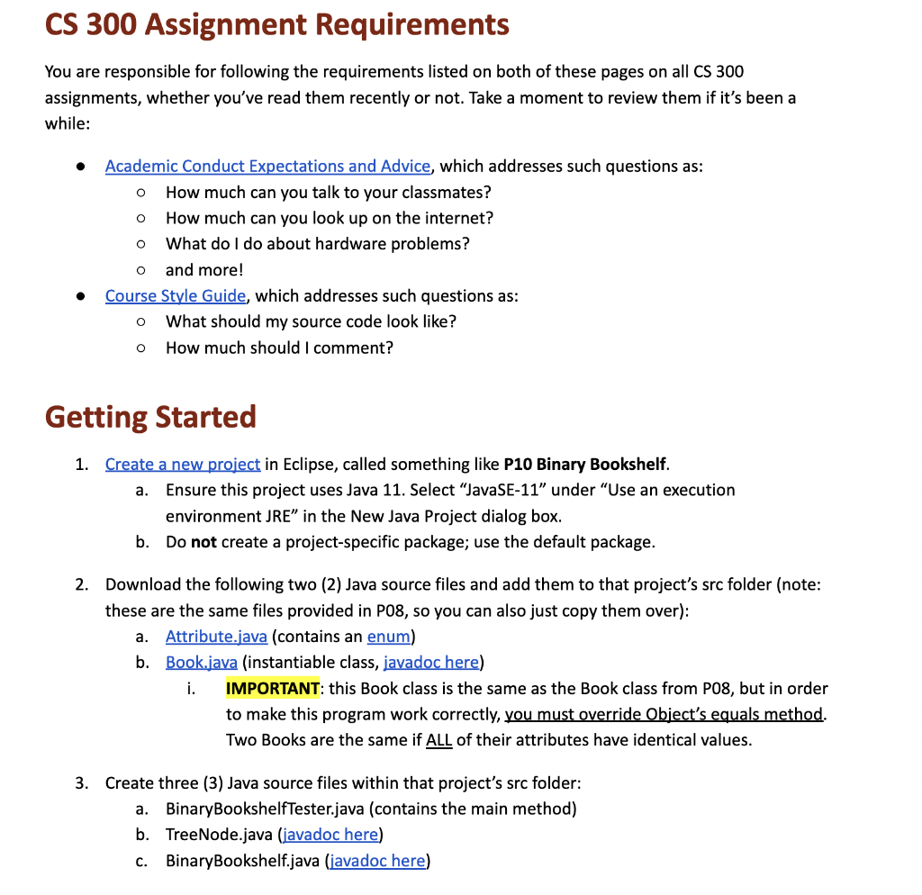 CS 300 Assignment Requirements You are responsible | Chegg.com