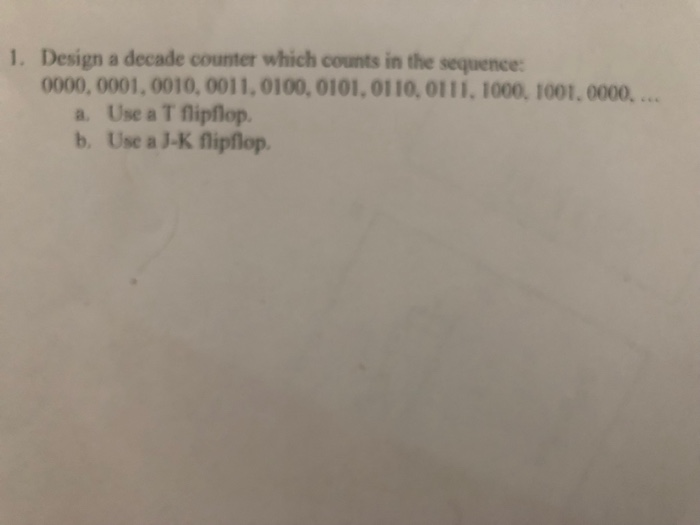 Solved 1. Design a decade counter which counts in the | Chegg.com