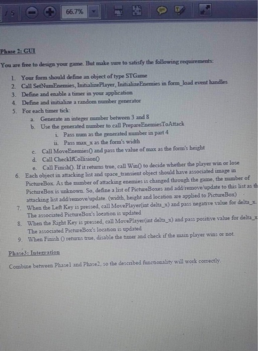 Solved Space Transient Game You are asked to implement and | Chegg.com